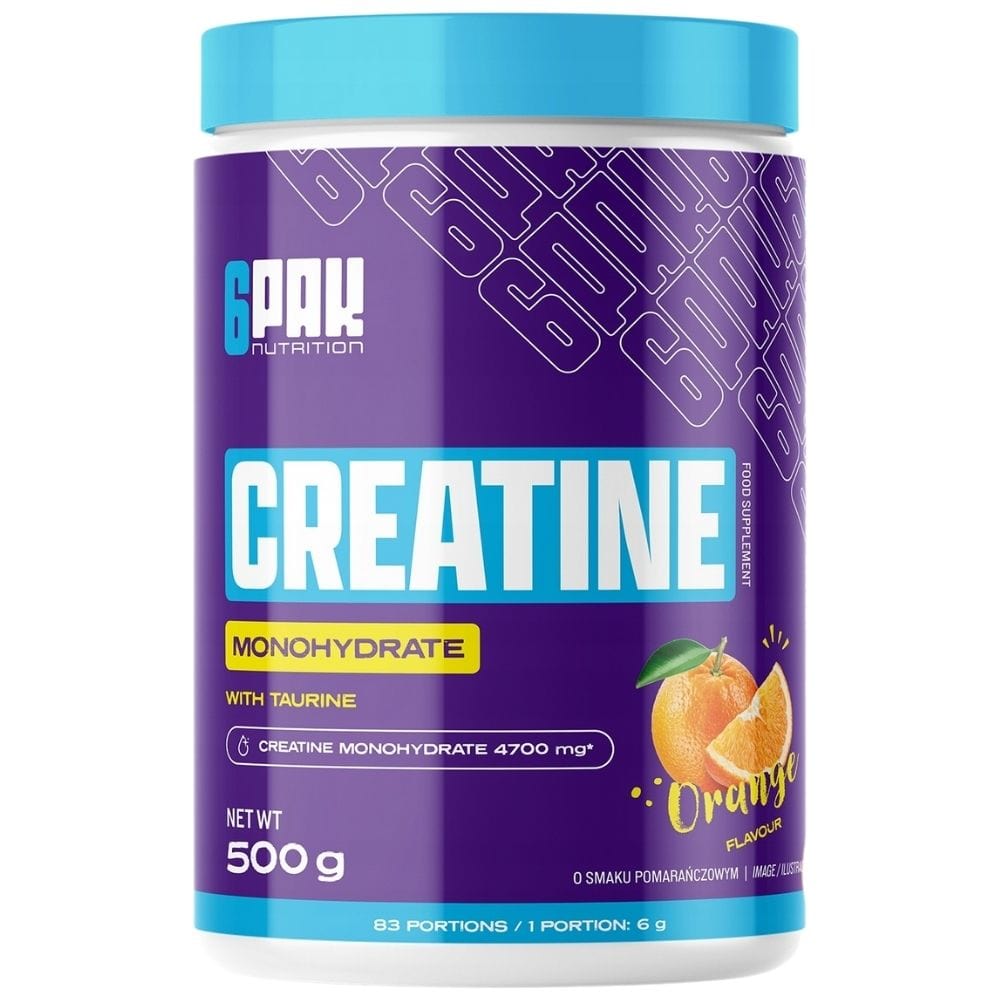 6PAK Creatine Monohydrate, Orange Flavour 500 g | Medpak