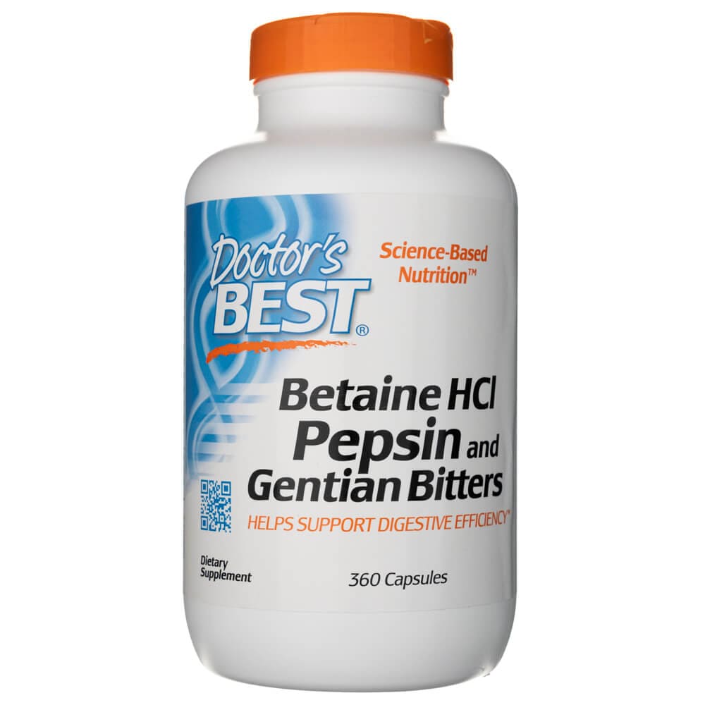 Doctor's Best Betaine HCL Pepsin & Gentian Bitters 360 Capsules – Medpak
