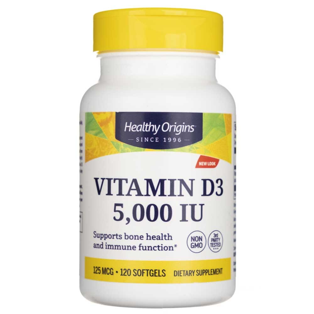 Healthy Origins Vitamin D3 5000 IU 120 Softgels – Medpak
